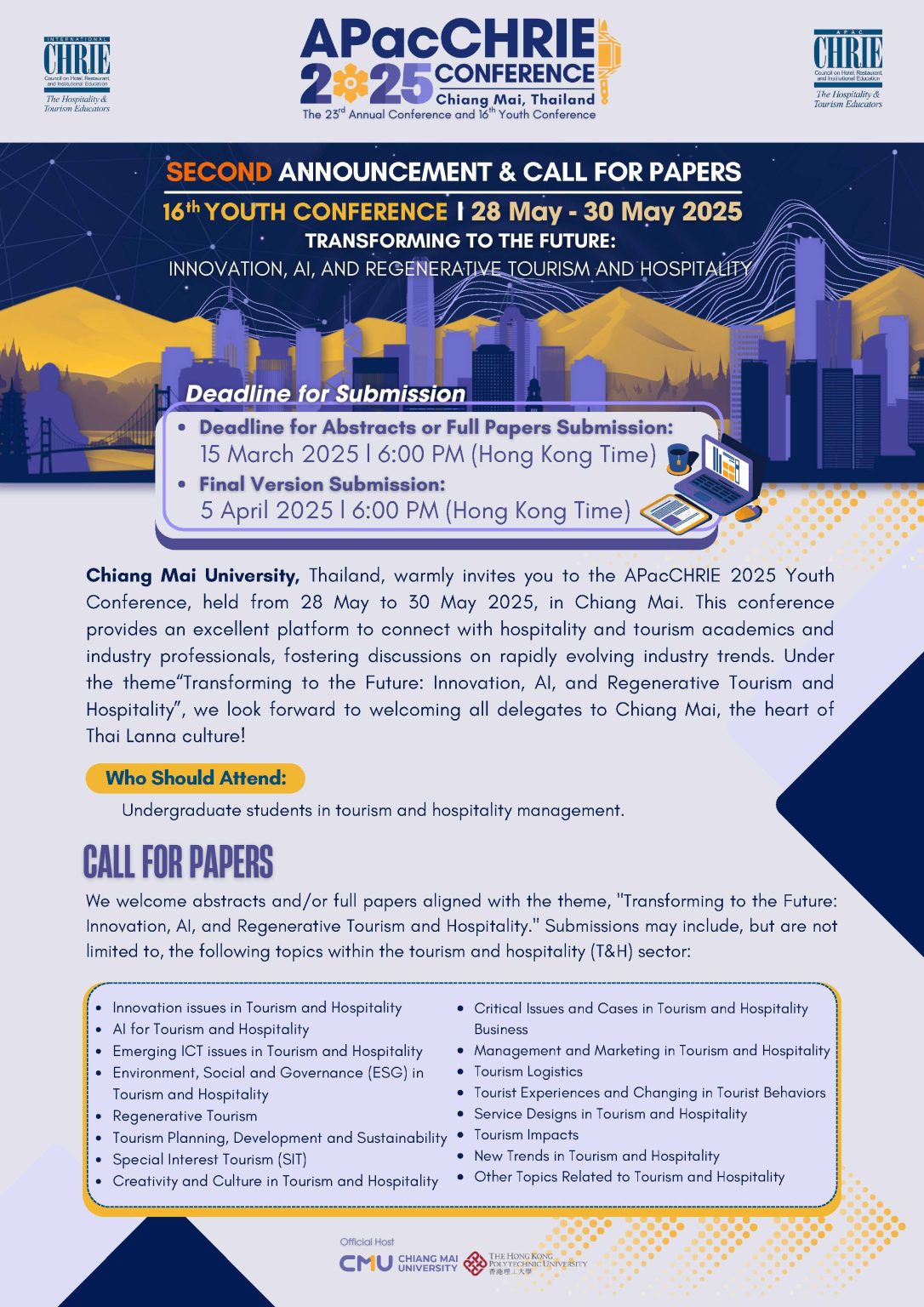 Second Announcement and Call for Papers for APacCHRIE Youth Conference ...